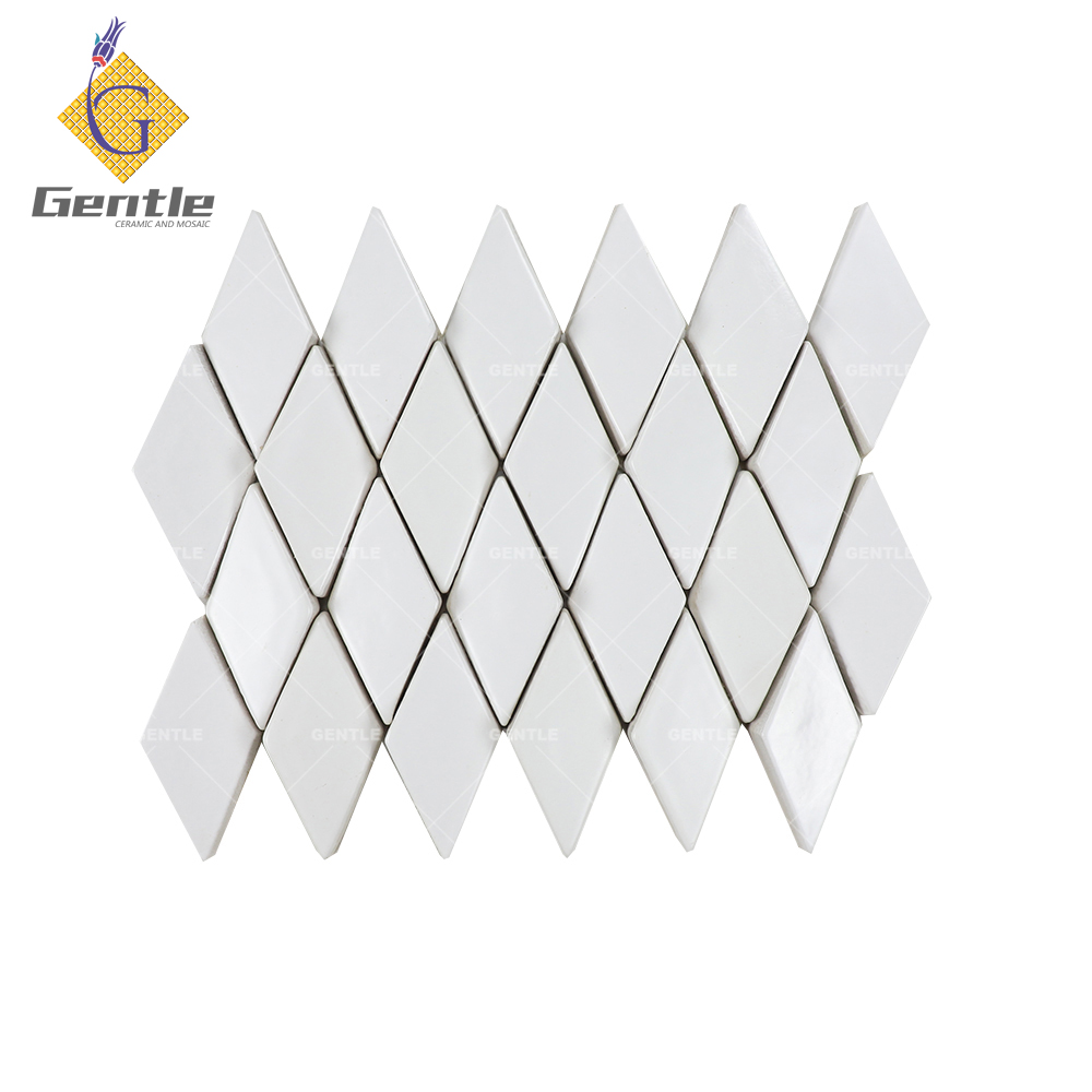 Wholesale White Diamond Shaped Ceramic Mosaic Tiles