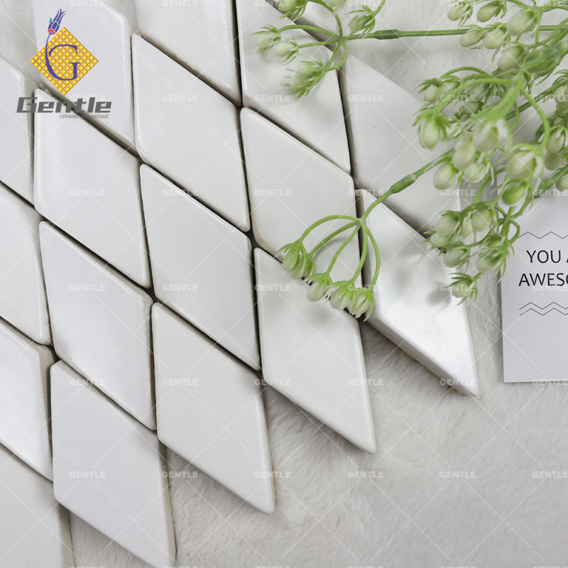 Wholesale White Diamond Shaped Ceramic Mosaic Tiles