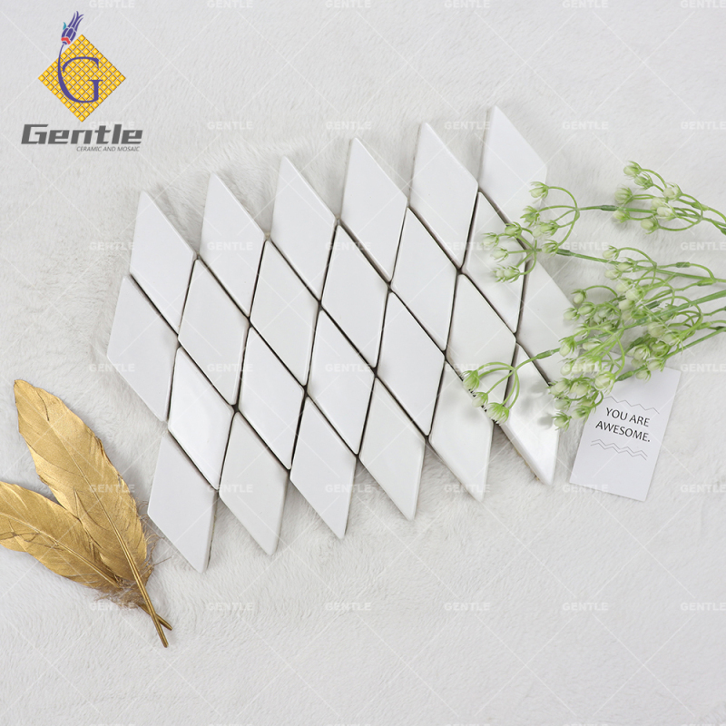 Wholesale White Diamond Shaped Ceramic Mosaic Tiles