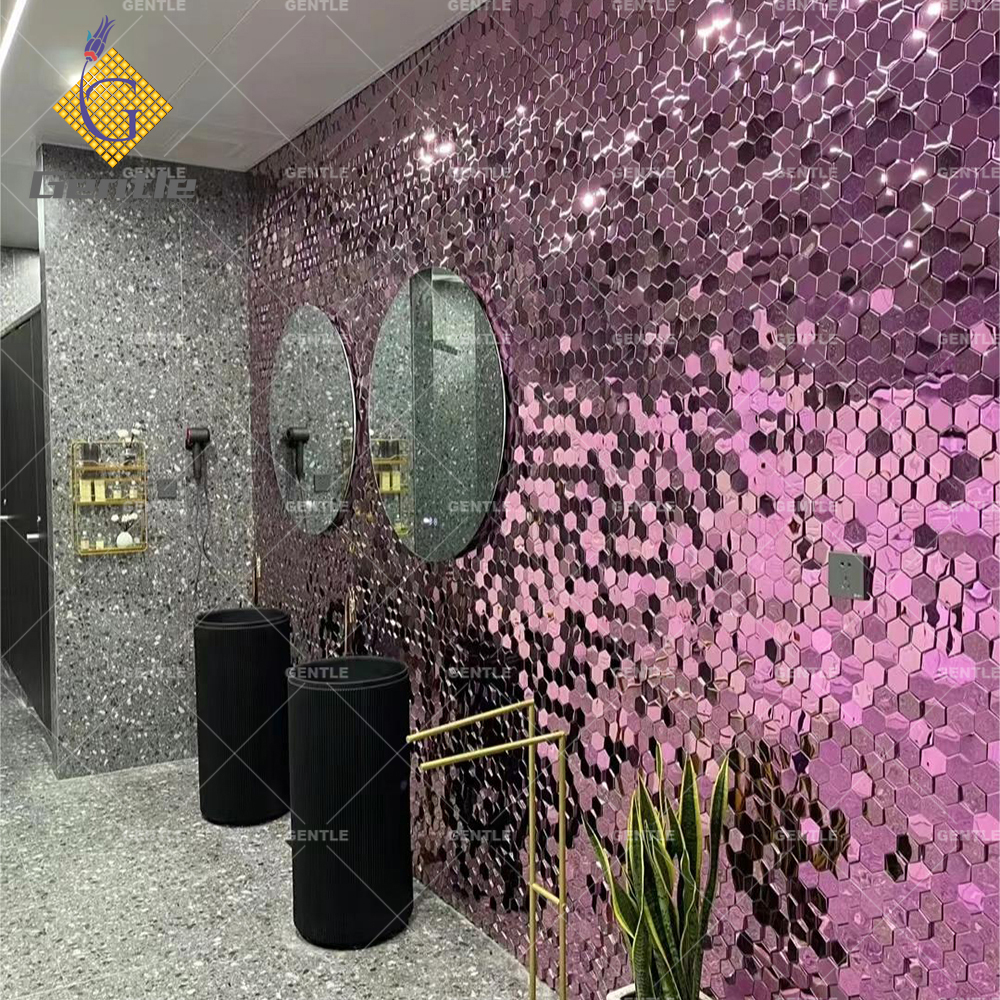 Custom Gold Hexagonal Bevel Ceramic Mosaic Tiles
