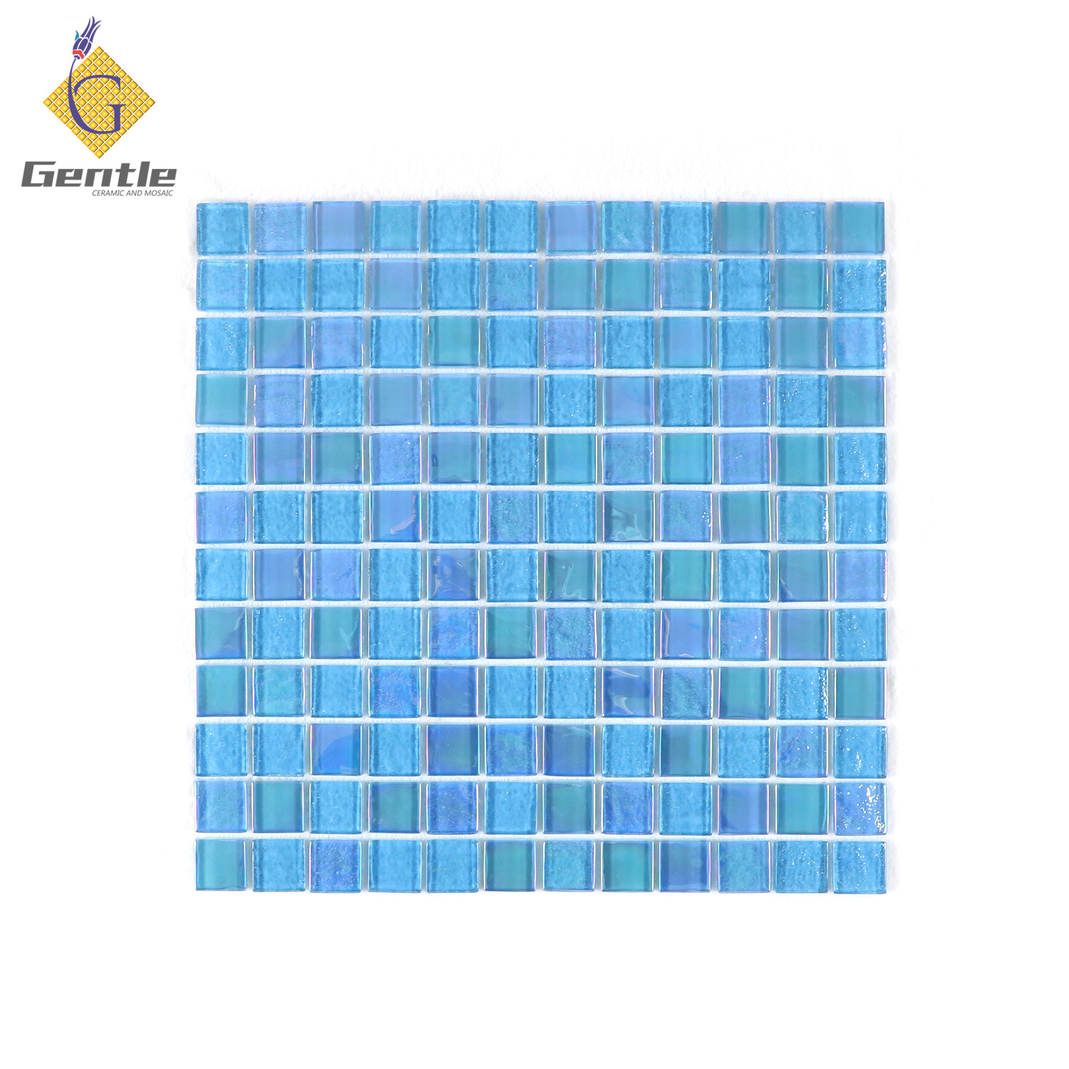 Custom Square Azure Crystal Glass Mosaic Tiles