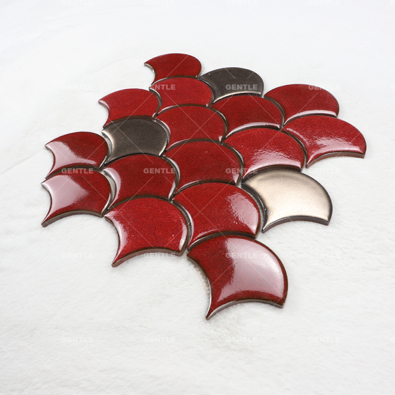 Wholesale Fan Shape Glossy Ceramic Mosaic Sheet For Floor