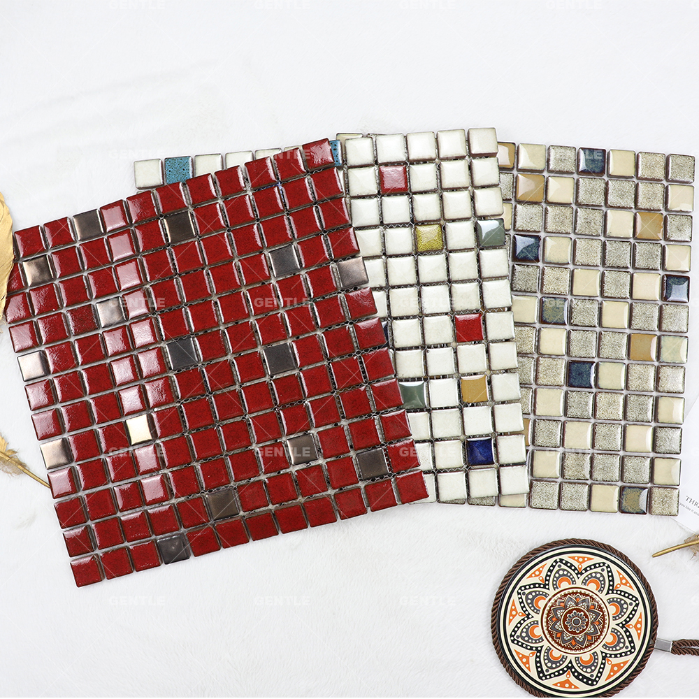 Custom Rectangular Glossy Ceramic Mosaic Sheet For Floor