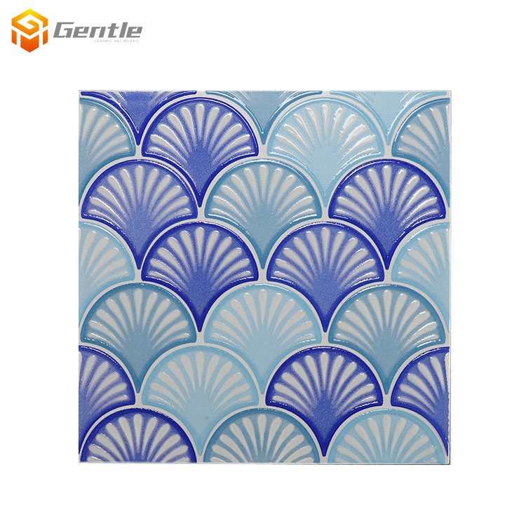 Custom Blue Patten Tiles For Living Room