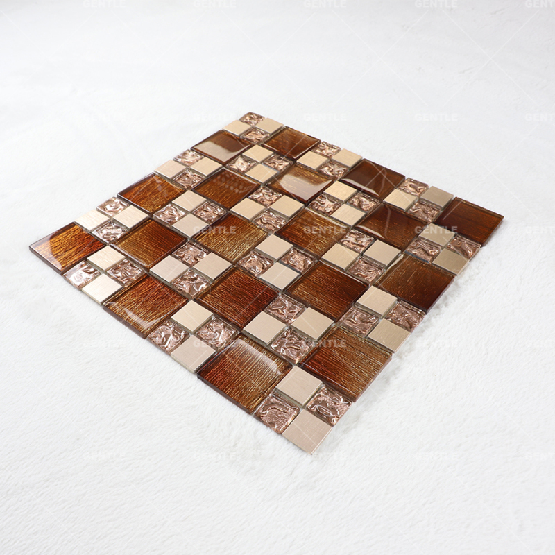 Custom Mixed Red Brown Glass Mosaic Tiles