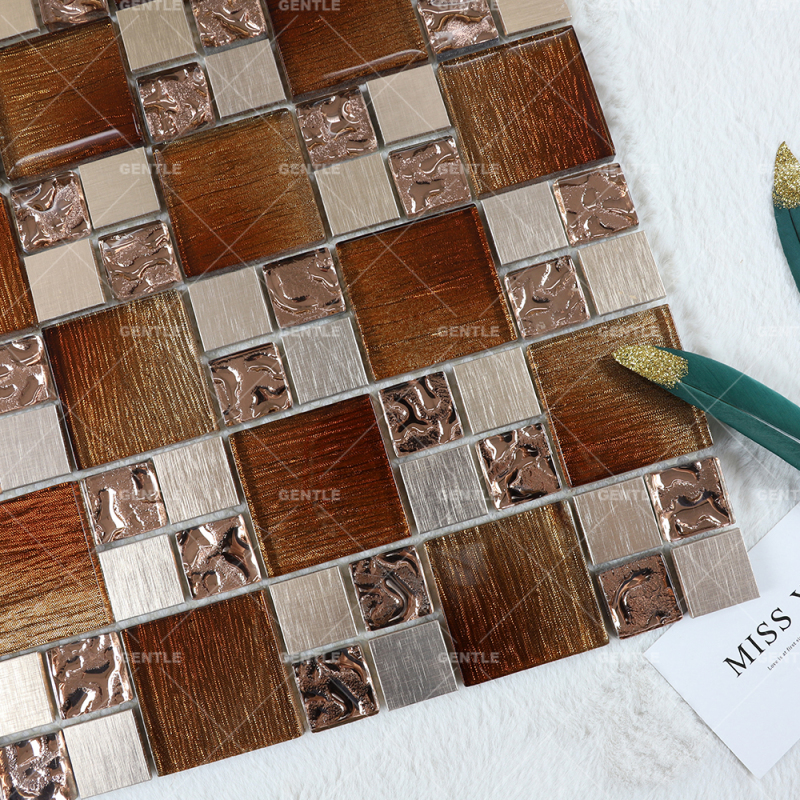 Custom Mixed Red Brown Glass Mosaic Tiles