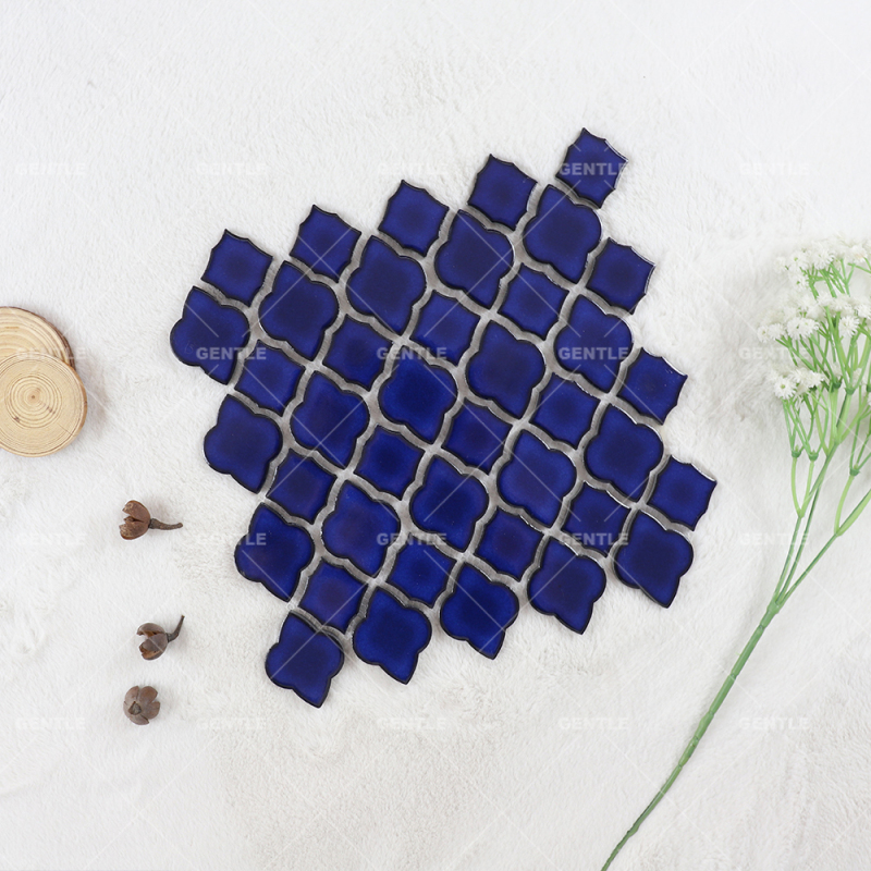 Custom Irregular Cobalt Blue Ceramic Mosaic Tile