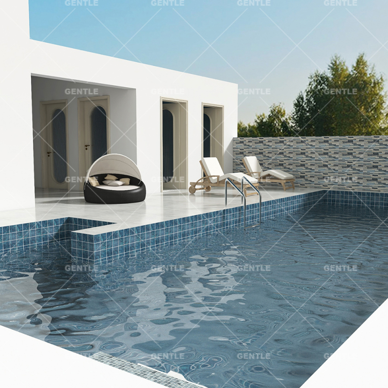Custom 97 x 97 MM Bali Batir Blue Square Ceramic Mosaic Tiles