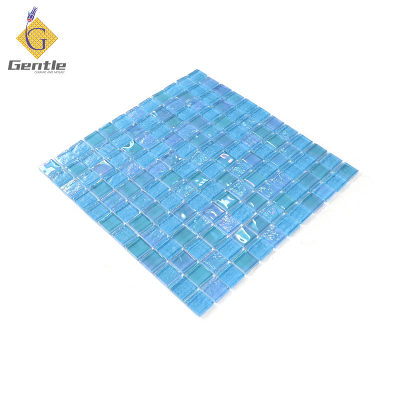Custom Square Azure Crystal Glass Mosaic Tiles