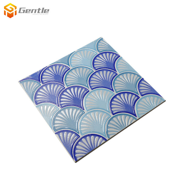 Custom Blue Patten Tiles For Living Room