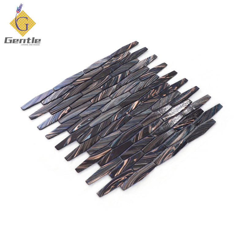 Customized Brown & Black Diamond Hot Melt Glass Mosaic Tiles