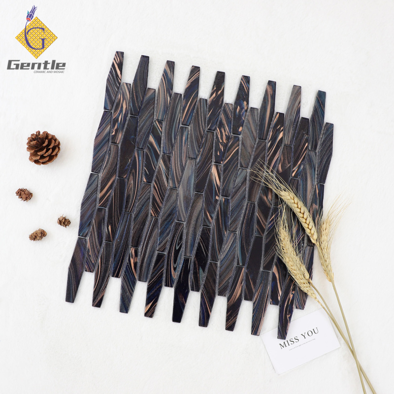 Customized Brown & Black Diamond Hot Melt Glass Mosaic Tiles