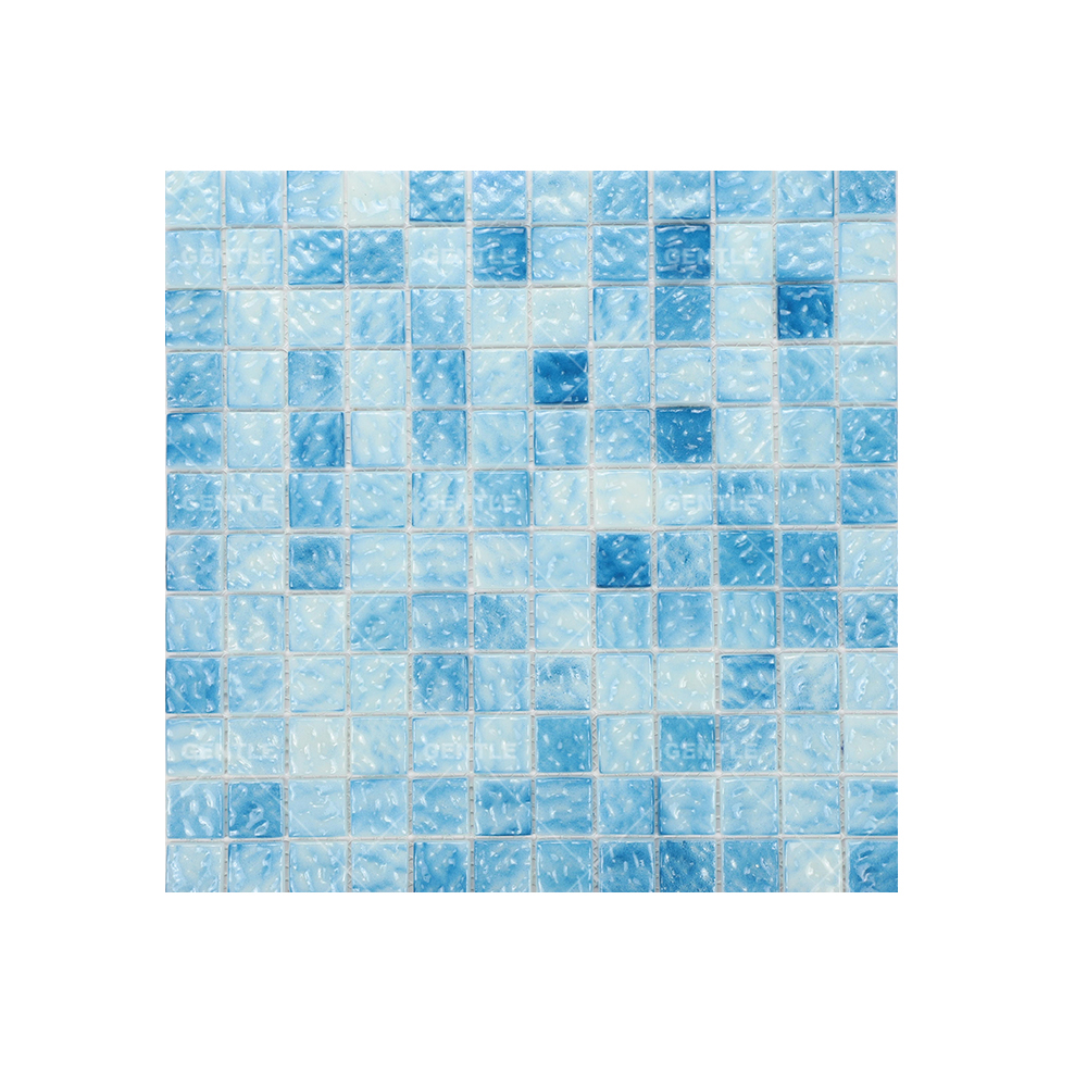 Customized Unique Blue Water Ripple Glass Mosaic Tiles For Swimming Pool