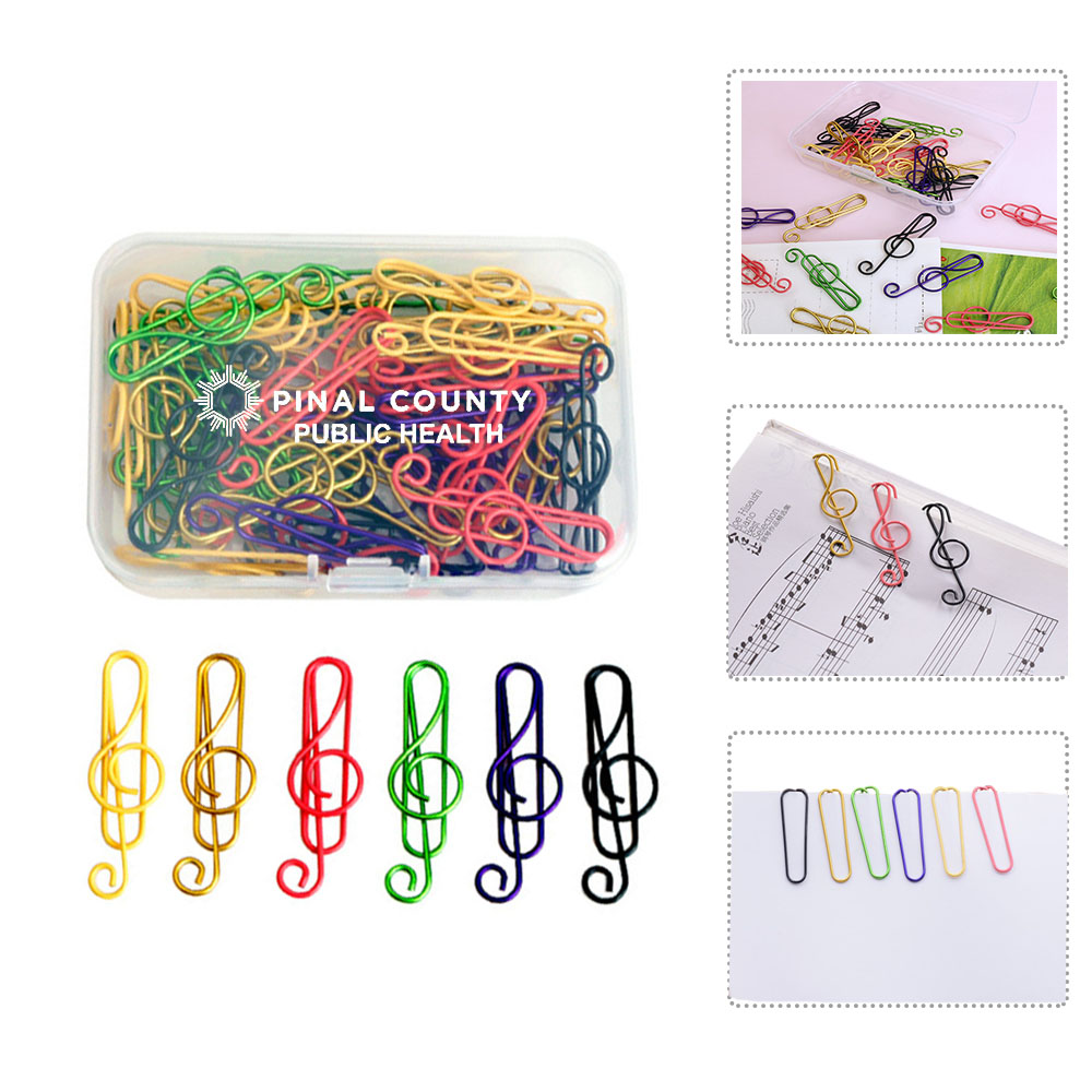 Metal Treble Clef Paper Clips in Plastic Container,Stationery & Office