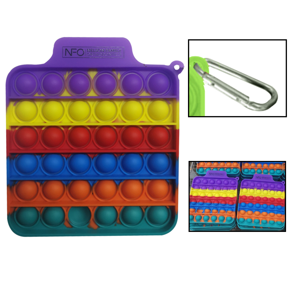 Psh Pop Fidget Toy - Square w/ Carabiner,Games & Toys & Stress Relievers