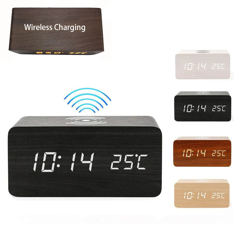 Wireless Charging Wood LED Clock,Party & Bar & Led light