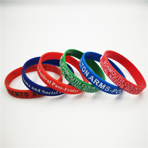 Custom Debossed Colorfilled Silicone Wristbands,Bracelets