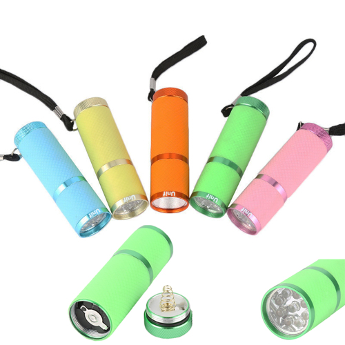 Rubber Coated Handheld 9 LED Flashlight,Keychain