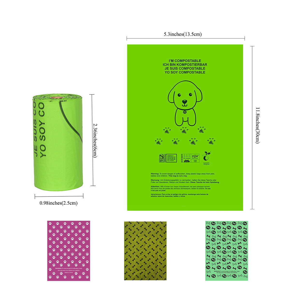 Custom Pet Poop Waste Bags-1 roll,Bags