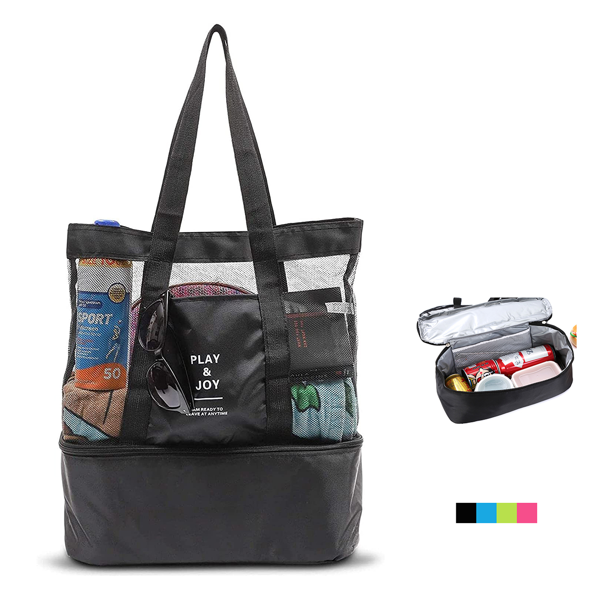 Mesh Beach Tote with Cooler,Bags