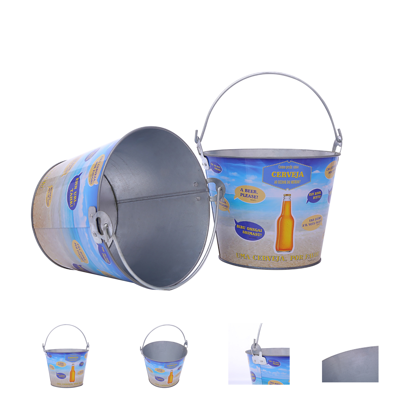 5 Qt Full Color Party Ice Bucket with Bottle Opener,Drinkware