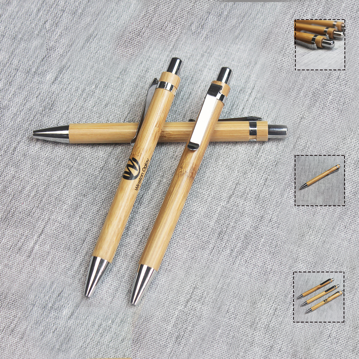 Bamboo Pen w/Clip,Stationery & Office