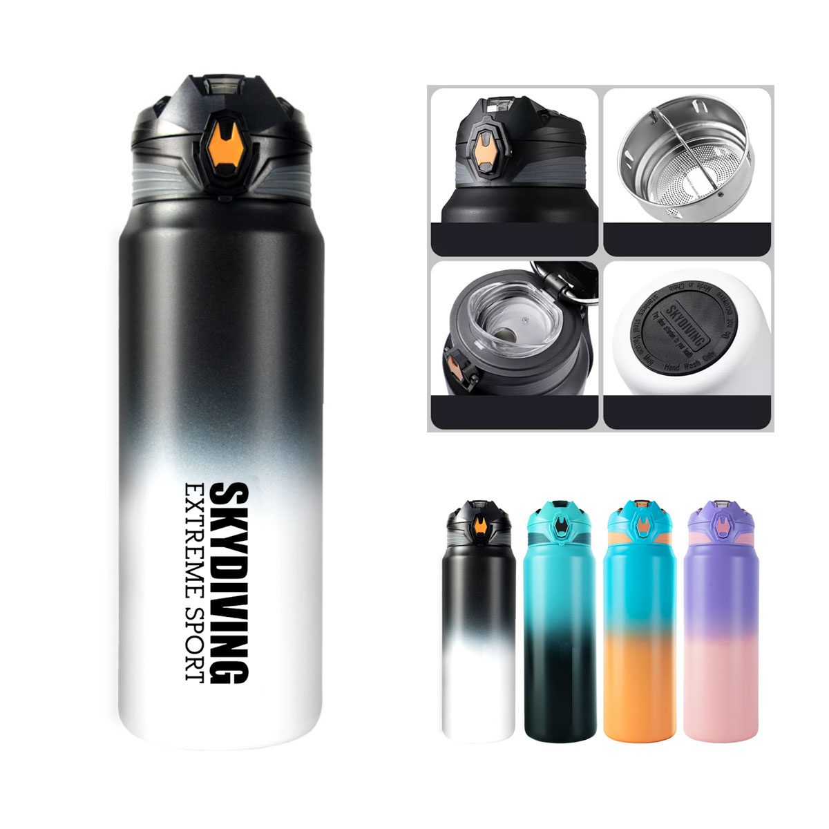 32Oz Portable Gradient Color double Vacuum Stainless Steel Drinking ...