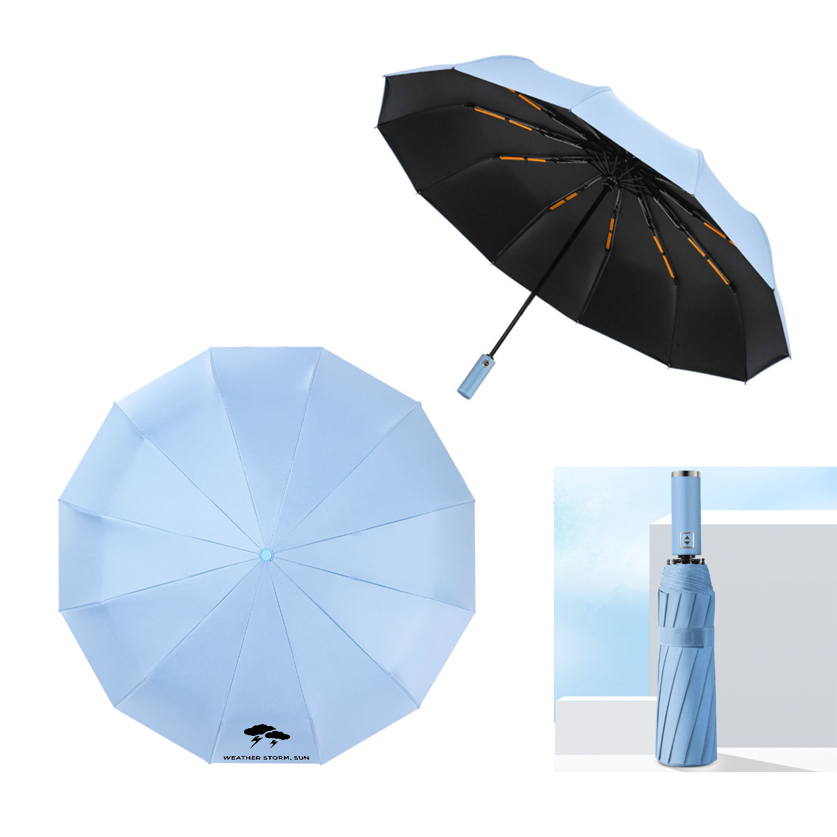 12 Double Ribs Big Size Plain Color Umbrella,Umbrella & Raincoats