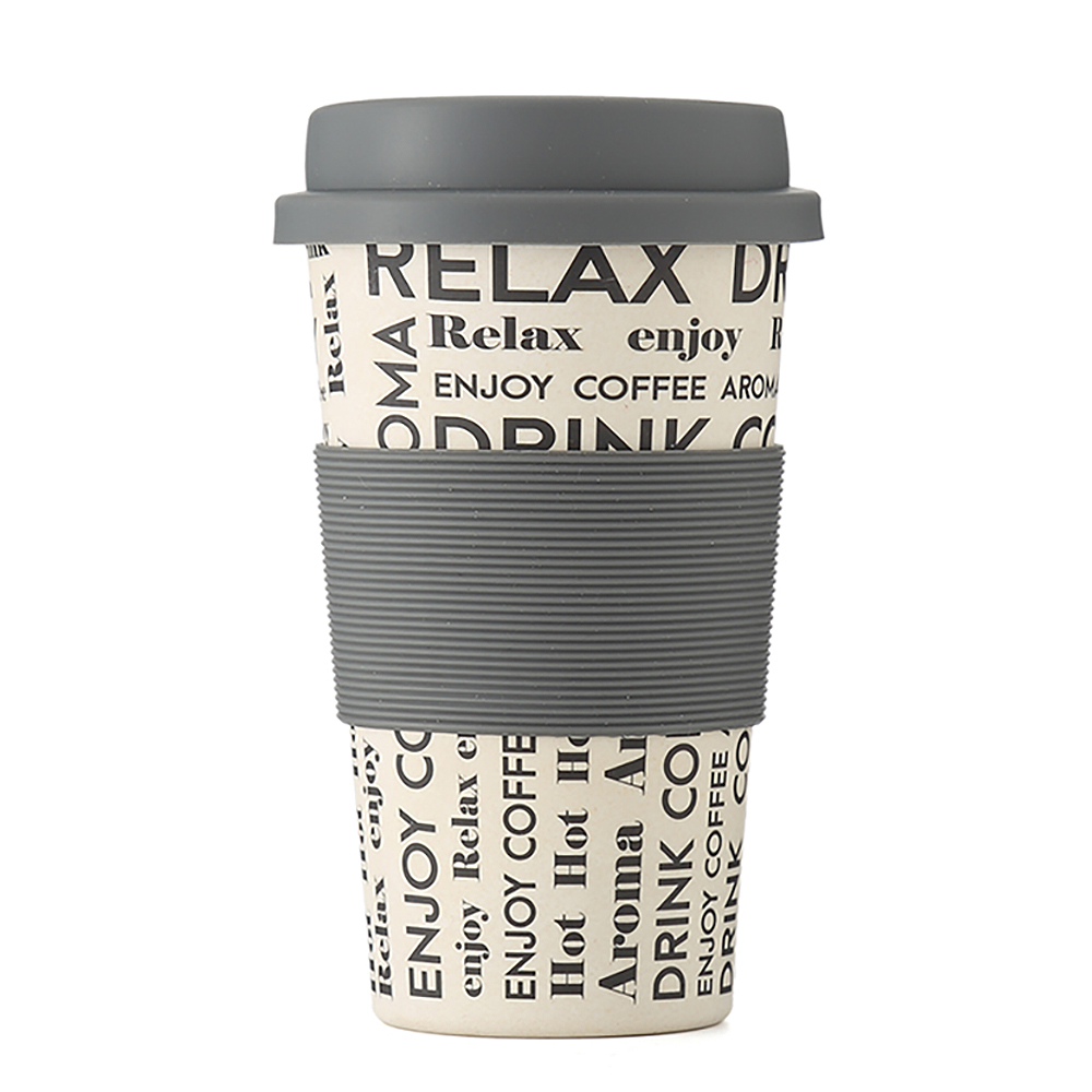 Bamboo Fibre Travel Coffee Cup Mug With Silicone Lid,Drinkware