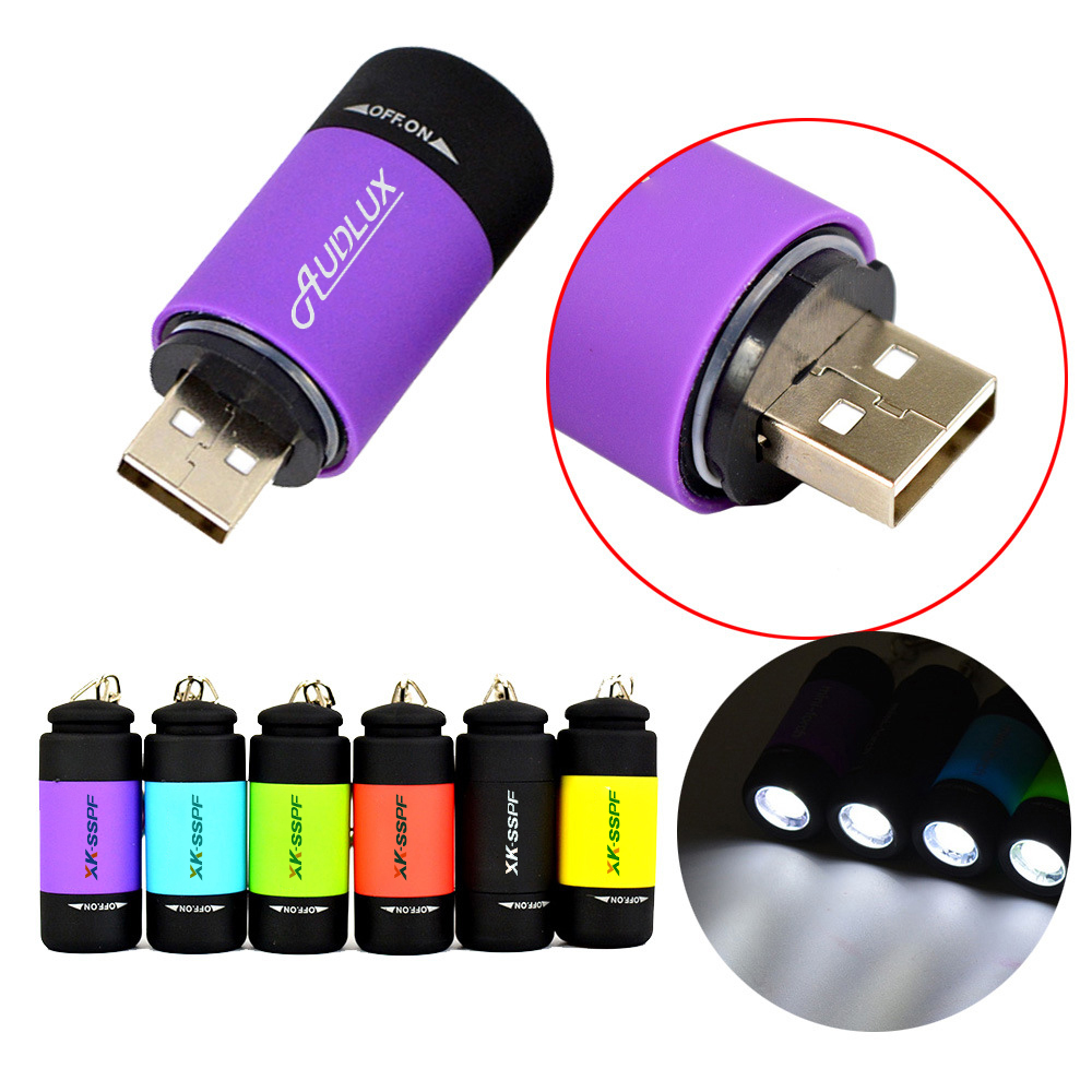Colorful Mini LED Flashlight USB Torch Rechargeable,Keychain