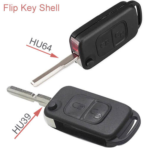 1998-2003 Mercedes-Benz Flip Key Remote Shell 2 Buttons HU39/ HU64 ...