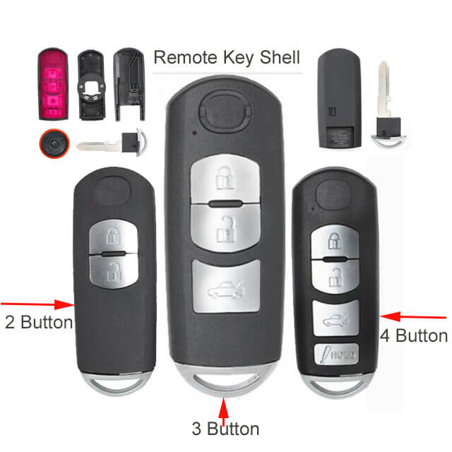 Smart Key Remote Shell 2/ 3/ 4 Buttons for 2014- 2018 Mazda 3 Mazda 6 ...