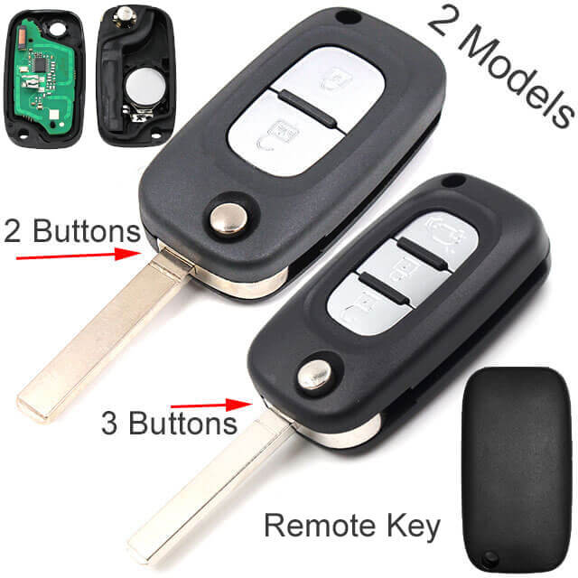 Flip Key Remote Set 434MHz with VA2 Folding Blade 2/ 3 Buttons Fob for ...