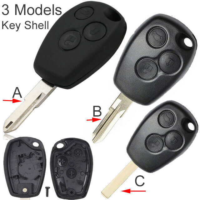 Renaul*t Megane Remote Key Shell 3 Button with Uncut Blade VA6/ NE73 ...
