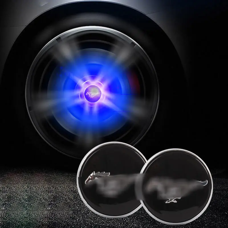 55MM Fod Mustang S550 LED Floating Car Wheel Hub Caps Plug and Play ...