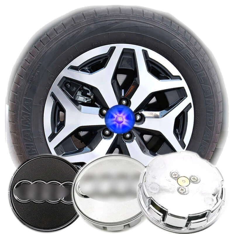 Aud*i Led Floating Wheel Hub Caps Blue Light Badge