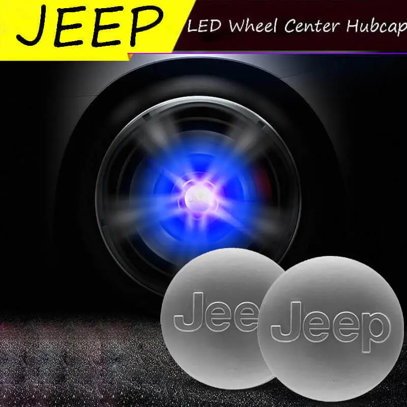 60MM Jeep Badge LED Floating Car Wheel Hub Caps Plug and Play ...