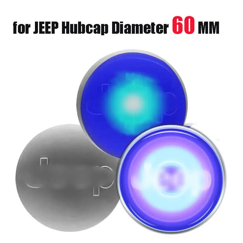 60MM Jeep Badge LED Floating Car Wheel Hub Caps Plug and Play ...
