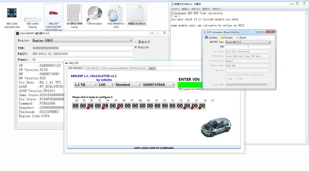 Download Volkswagen Bosch MQB ABS ESP Long Encoding Calculator MK60EC1 ...