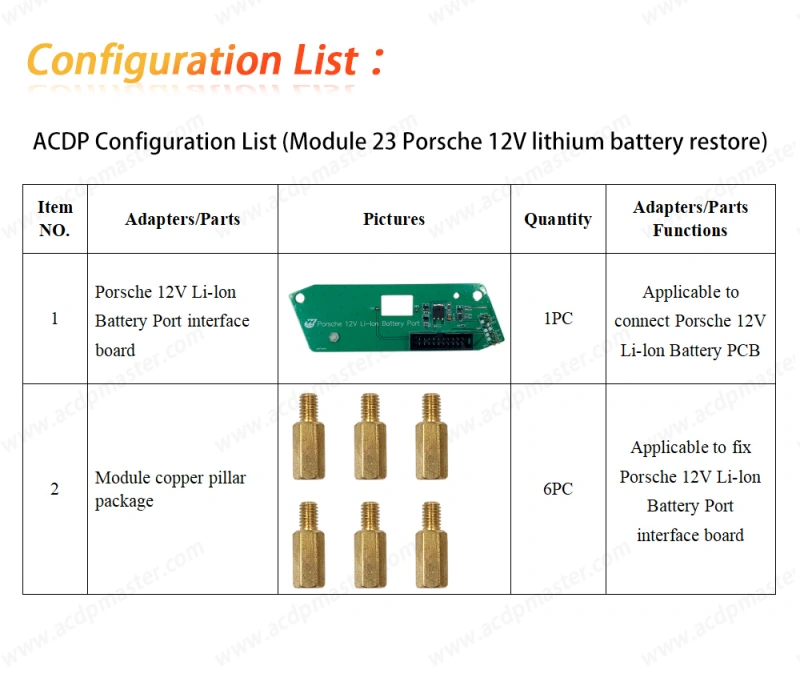 ACDP ACDP2 Module #23 for Porsche 12V Lithium Battery Restore