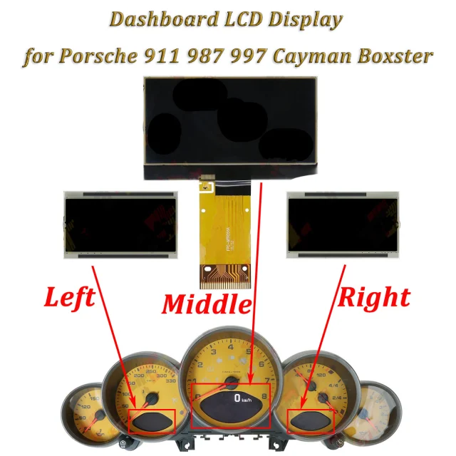 Dashboard LCD Display for Porsche 911 987 997 Cayman Boxster 2005-2012