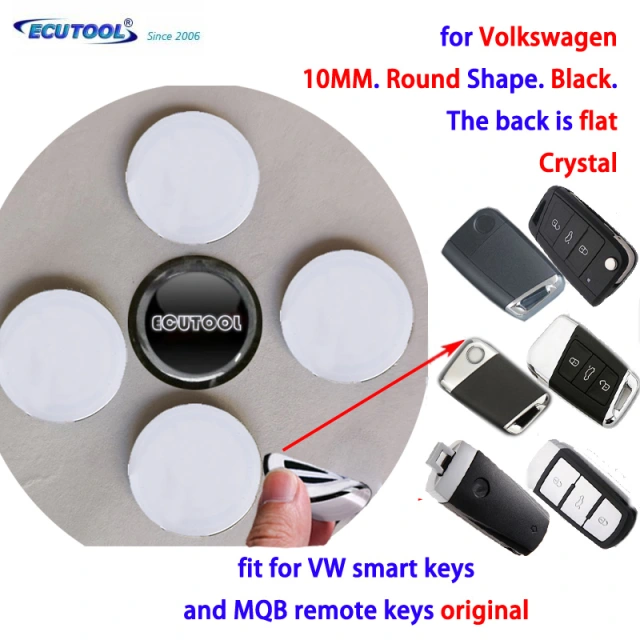 10MM 12MM 14MM VW Crystal Emblem Logo Sticker for New Flip Remote Key ...