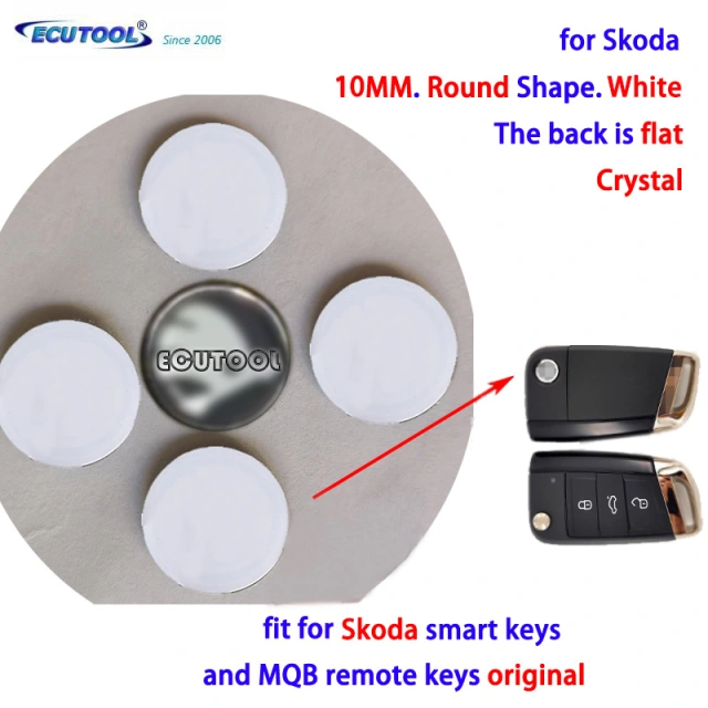 10MM 12MM 14MM Skoda Crystal Emblem Logo Sticker for New Flip Remote ...