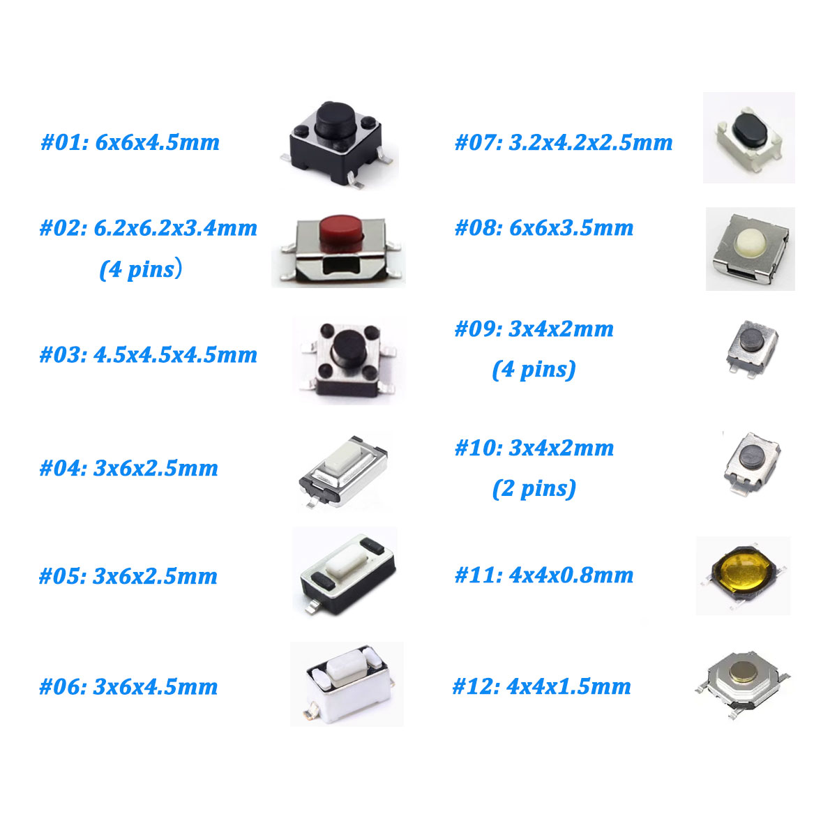 Tactile Micro Switch for Garage Remote Contrrol & Car KeyFob PCB DIY Repair