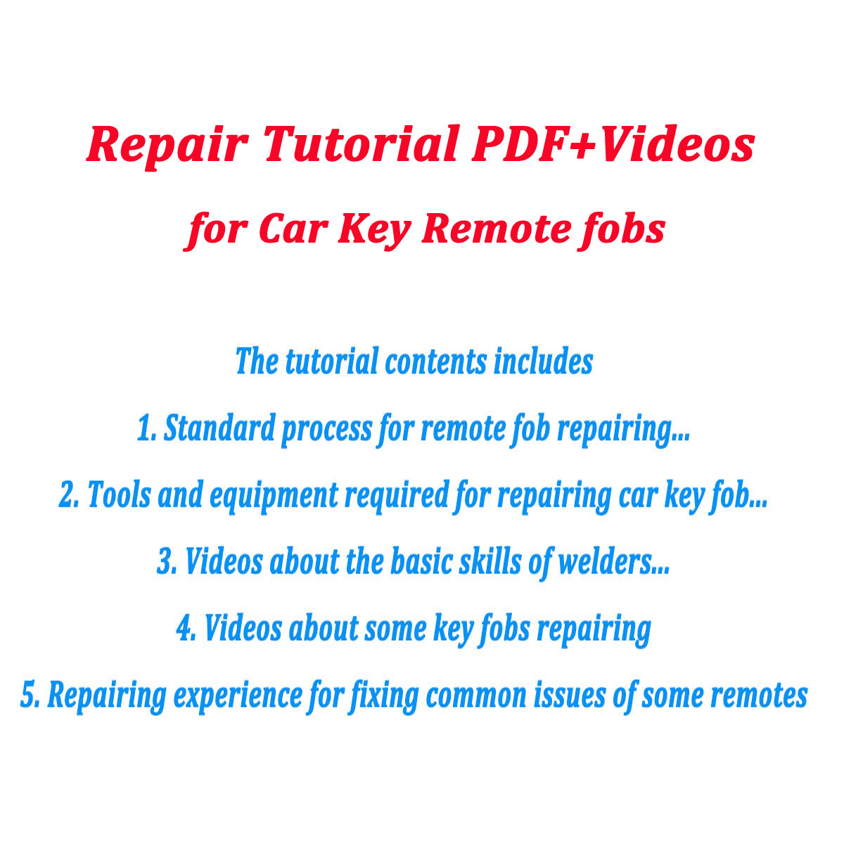 ECUTOOL Keyless Remote Fob Repair Tutorial PDF+Videos