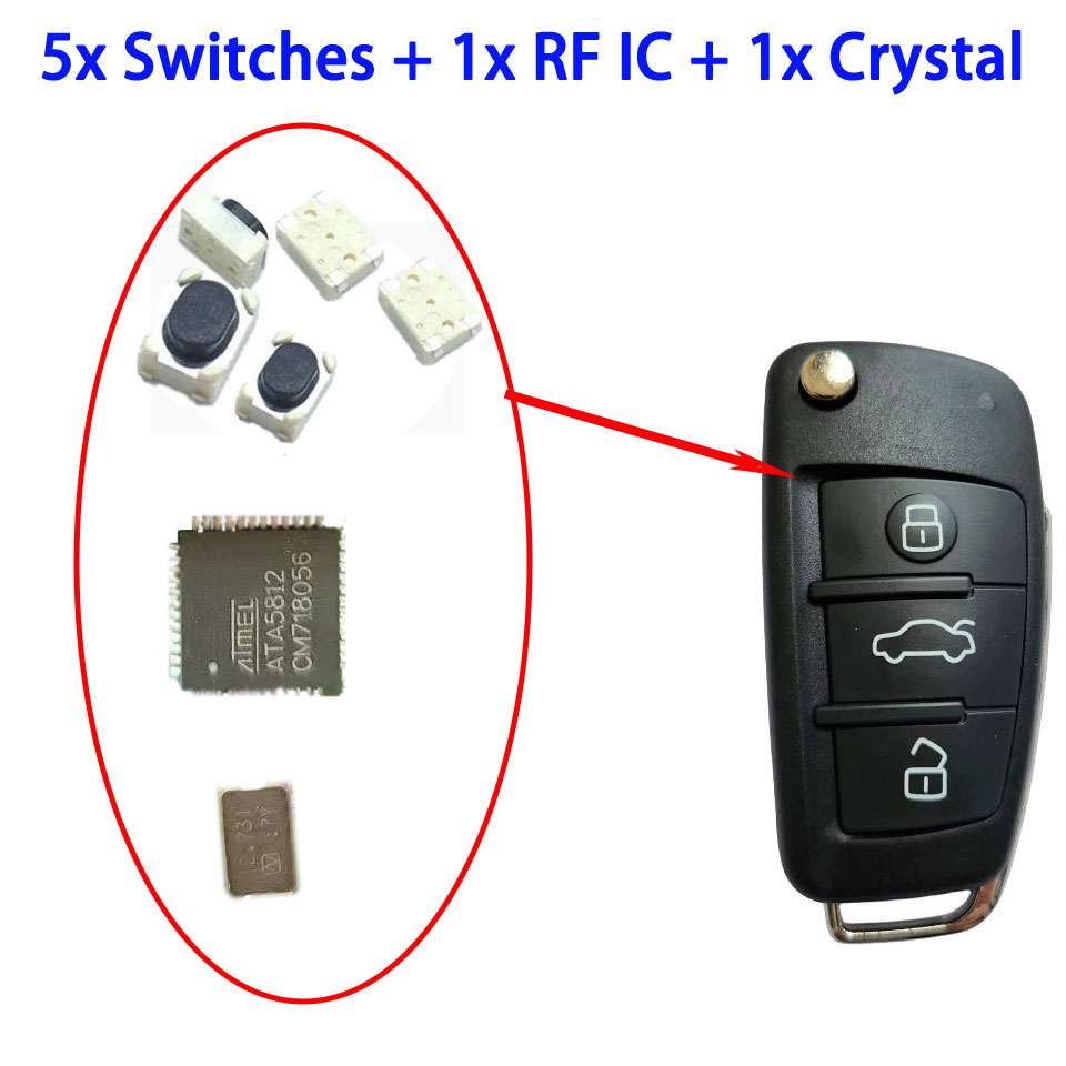 Audi A6 8E Chip Flip Remote Fob PCB Repair Kit -Micro Switches+RF IC ...
