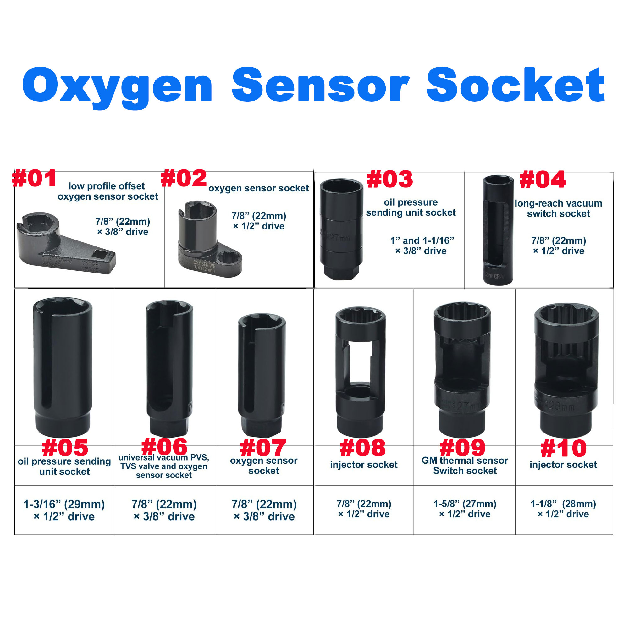Oxygen Sensor Socket - Oxygen Sensor Removal & Install Tools
