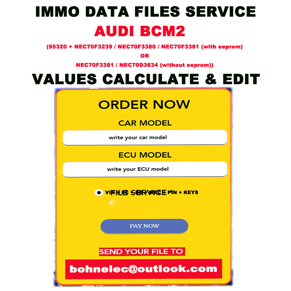 [Immo Data File] Audi BCM2 Values Calculate & Edit Service