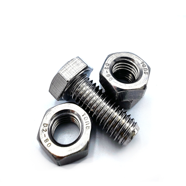 Stainless Steel D2-80 Full Thread Hexagon Bolts and Nuts set M3 M4 M5 M6 M8 M10 M12 M16