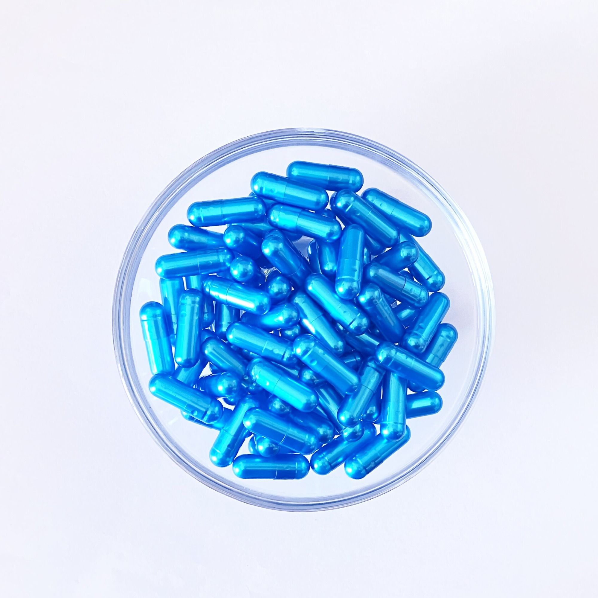 Size 0 Blue/Blue Pearl Gelatin Empty Capsule